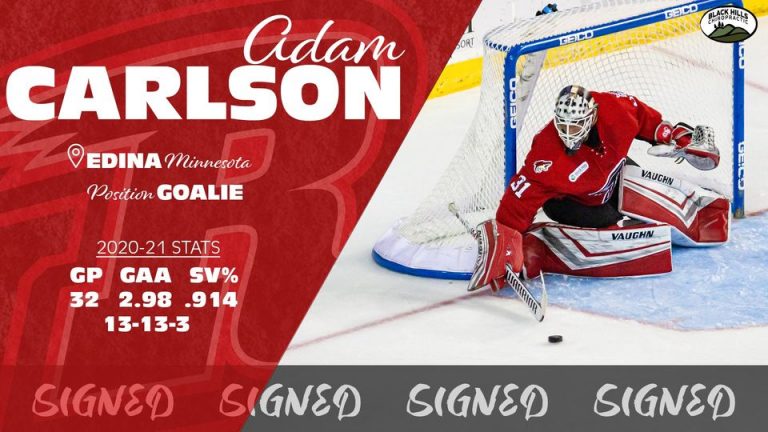 Goalie Adam Carlson returns to Rapid City for upcoming season | Pro ...